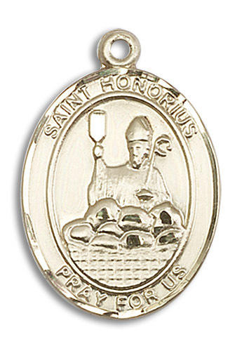 St. Honorius Medal - 14kt Gold Oval Pendant (3 Sizes)