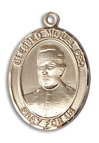 Blessed Miguel Pro Medal - 14kt Gold Oval Pendant (3 Sizes)