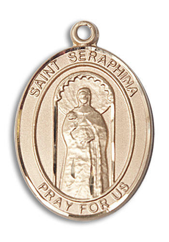 St. Seraphina Medal - 14kt Gold Oval Pendant (3 Sizes)
