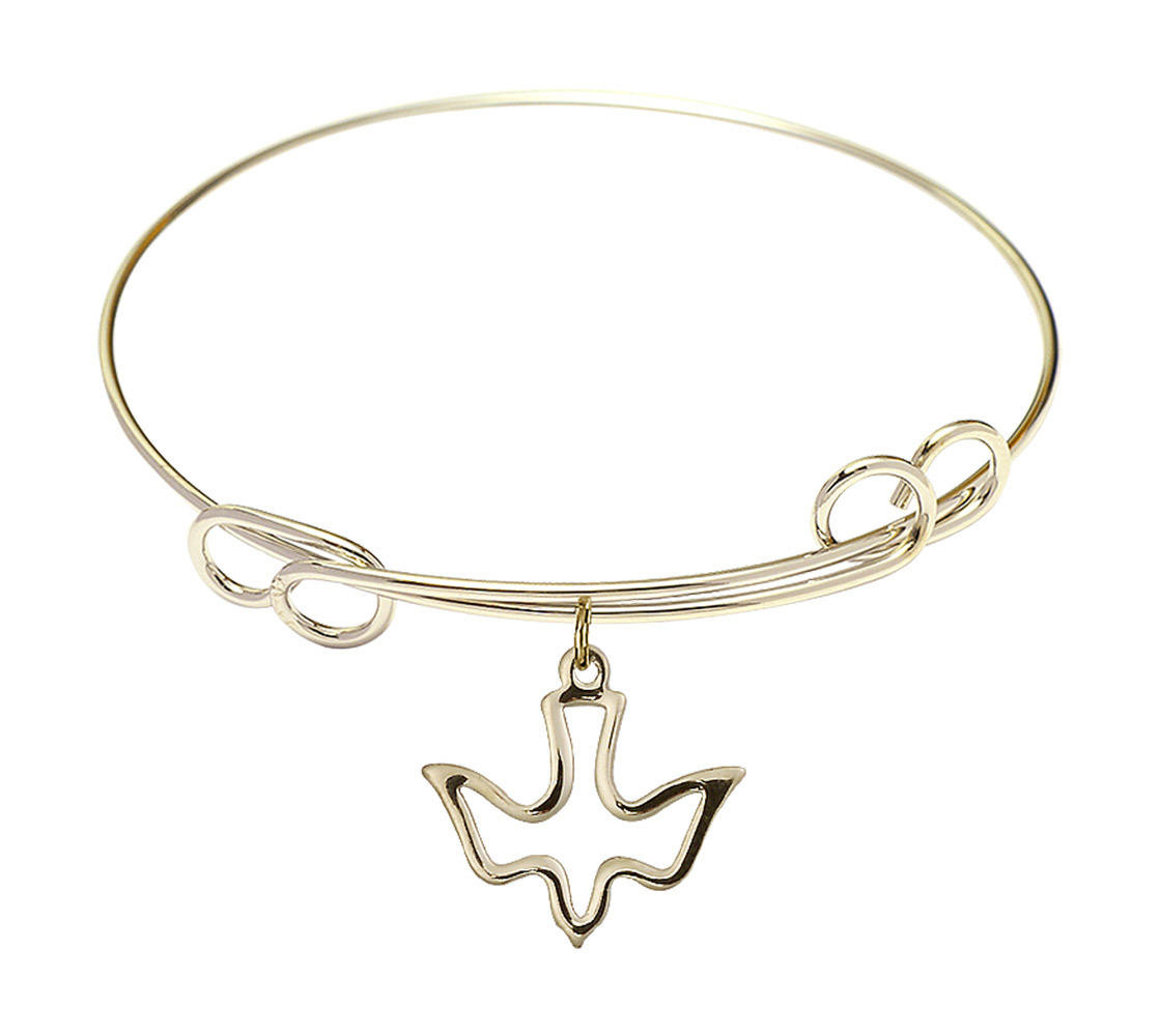Holy Spirit Double Loop Bangle Bracelet - Gold-Filled Charm (1510GF)