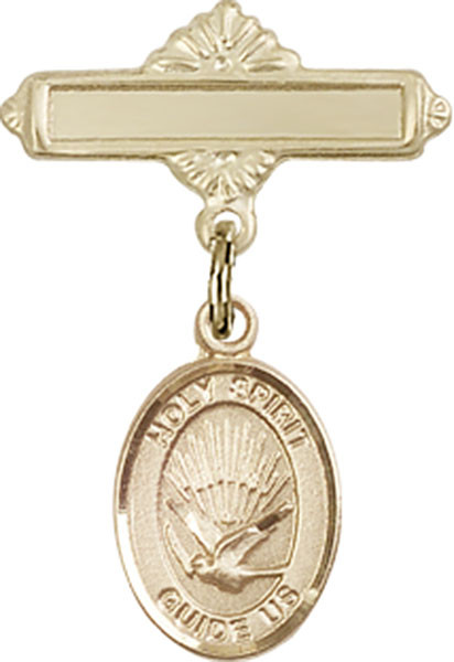 Personalized Baby Badge - Engraved Badge Pin with Holy Spirit Charm