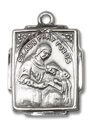 St. Ann Medal - Sterling Silver 3/4" x 1/2" Rectangular Pendant (0804ASS)