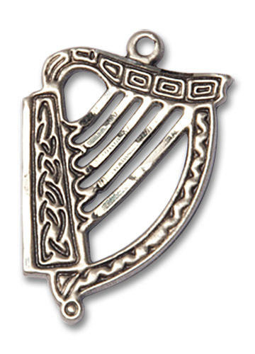 Irish Harp Pendant - Sterling Silver 7/8" x 5/8" (5103SS)