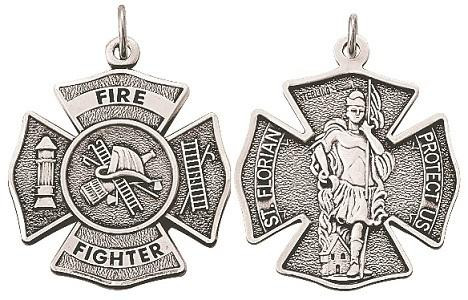 St. Florian Cross Firefighter Necklace - Sterling Silver Medal On 24 ...