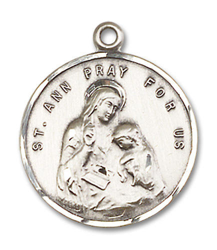 St. Ann Medal - Sterling Silver 7/8" x 3/4" Round Pendant (0701ASS)