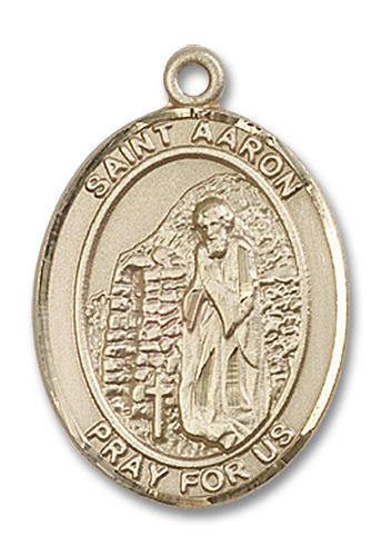 St. Aaron Medal - 14kt Gold Oval Pendant (3 Sizes)