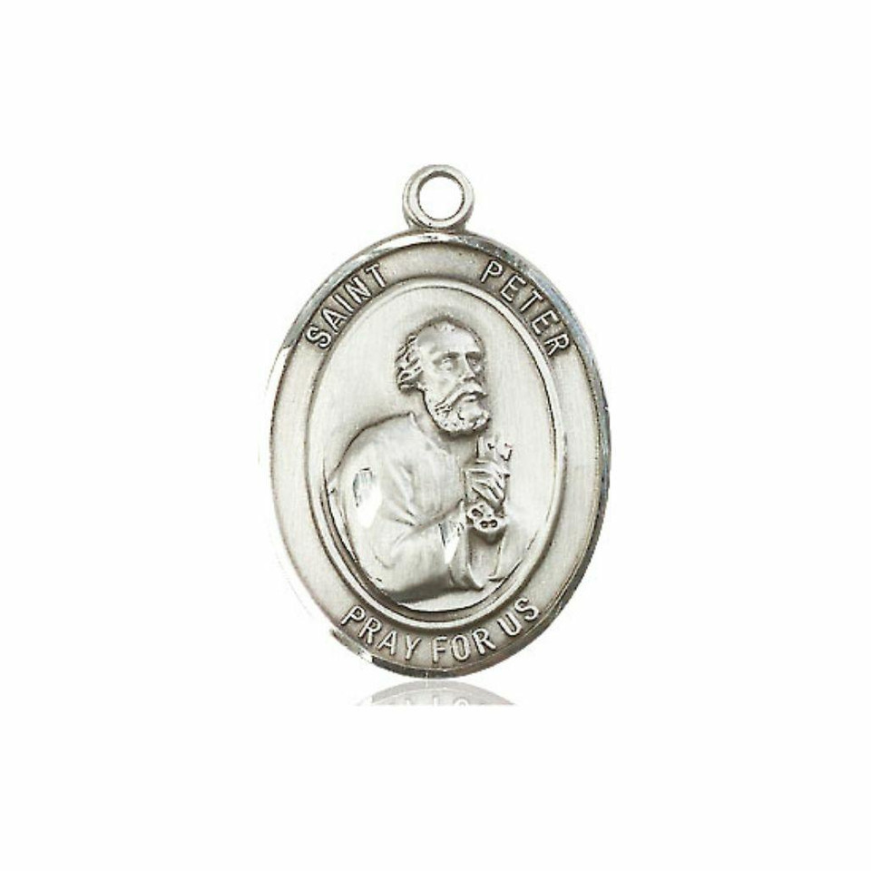 St. Peter Medal - Sterling Silver Oval Pendant (3 Sizes)