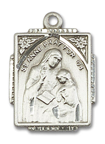 St. Anne Medal - Sterling Silver 3/4" x 1/2" Rectangular Pendant (0804AESS)
