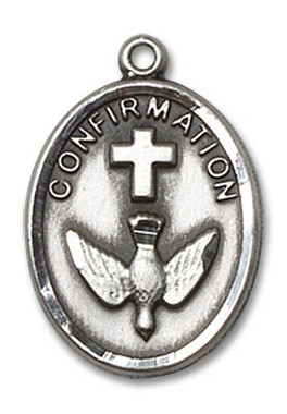 Confirmation Medal - Sterling Silver Oval Pendant (2 Sizes)