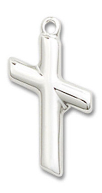 Slanted Cross Pendant - Sterling Silver 5/8" x 1/4" (4261SS)