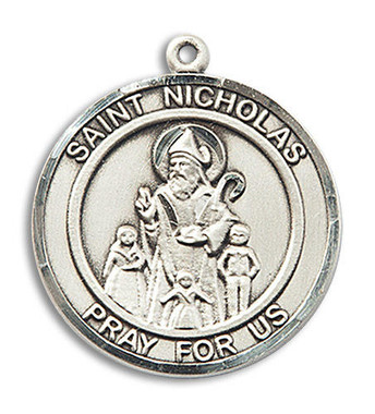 St. Nicholas Medal - Sterling Silver Round Pendant (2 Sizes)