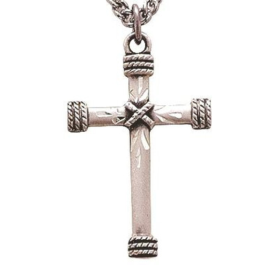 Rope Ends Cross Necklace - Sterling Silver Pendant on 20" Stainless ...