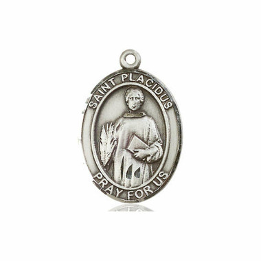St. Placidus Medal - Sterling Silver Oval Pendant (3 Sizes)