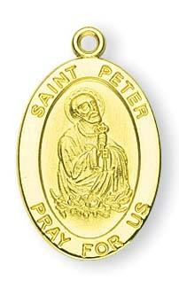 St. Peter Medal With 14KT Jump Ring - Boxed - 14kt Gold 7/8" x 1/2 ...