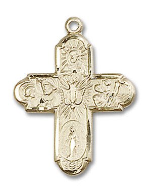 5-Way Medal - 14kt Gold 3/4" x 5/8" Pendant (0044)