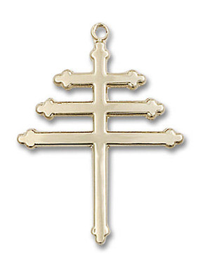 Maronite Large Cross Pendant - 14kt Gold 1" x 3/4" (0084)