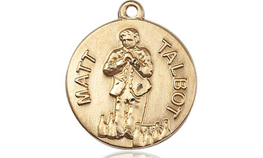 Blessed Matt Talbot Medal - 14kt Gold 3/4" x 3/4" Round Pendant (0821)
