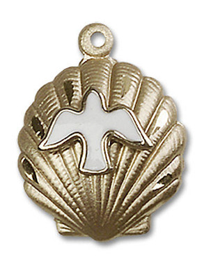 Holy Spirit on a Shell Pendant - 14kt Gold 3/4" x 5/8" (1259)