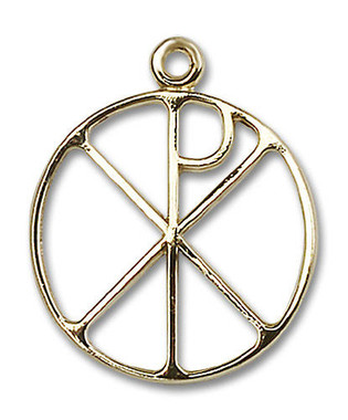 Cut Out Chi Rho Pendant - 14kt Gold 1" x 7/8" (2295)