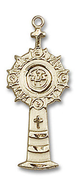 Large Monstrance Pendant - 14kt Gold 1" x 3/8" (5945)