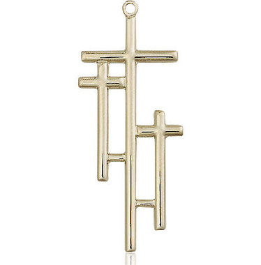 Three Crosses Pendant - 14kt Gold 1 3/8