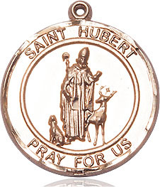 St. Hubert of Liege Medal - 14kt Gold Round Pendant (2 Sizes)