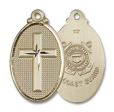 Large Coast Guard Cross Medal - 14kt Gold 1 1/8" x 5/8" Oval Pendant ...