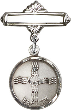 Personalized Baby Badge - Engraved Badge Pin with Baptism Charm