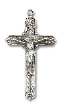Extra Large Embellished Crucifix Pendant - Sterling Silver 1 3/8" x 3/4 ...