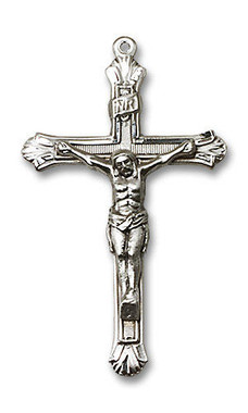 Extra Large Embellished Crucifix Pendant - Sterling Silver 1 7/8" x 1 ...