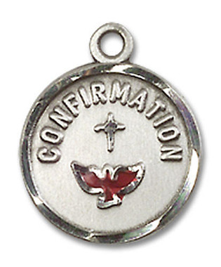 Red Inlay Confirmation Medal - Sterling Silver 5/8" x 1/2" Round ...