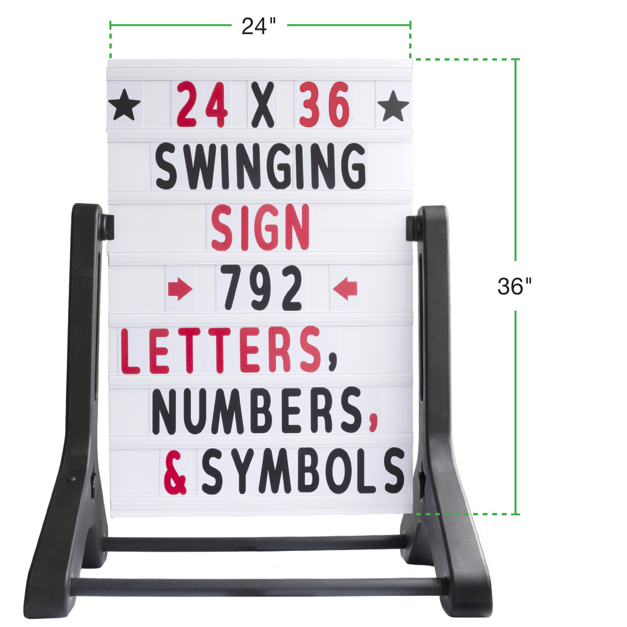 Swinging Changeable Message Sidewalk Sign: 24x36 with 792 Double Sided ...