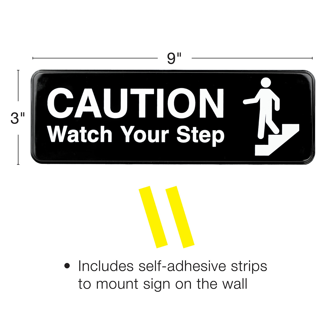 Caution Watch Your Step Sign: 9x3, Pack of 3 - Excello Global Brands