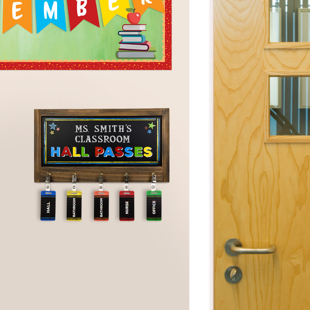 5 PVC Hall Passes with Chalkboard Holder - Excello Global Brands