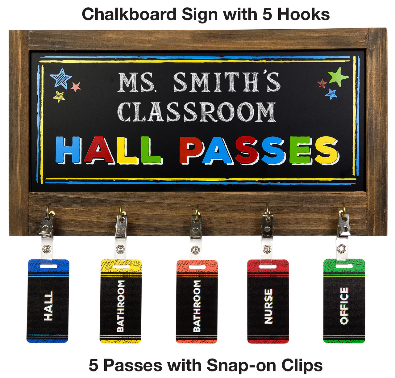 5 PVC Hall Passes with Chalkboard Holder - Excello Global Brands