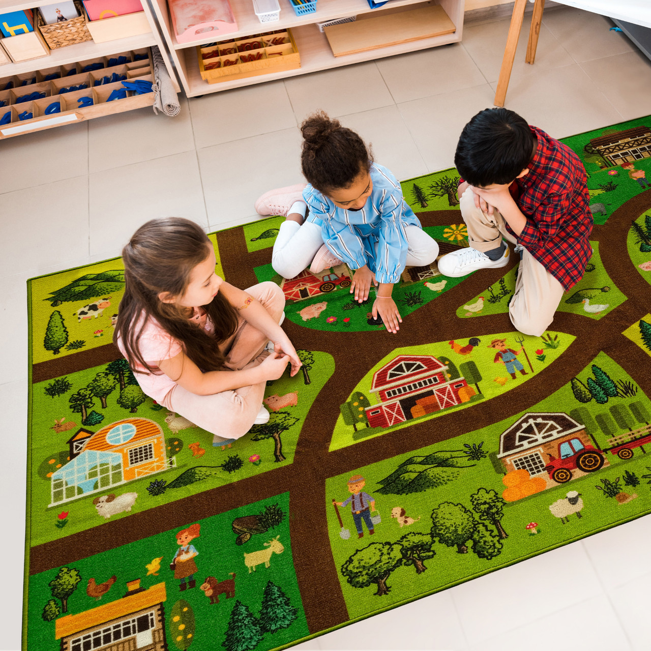 Two Kids Activity Rugs Set 4.92 x 6.56 ft. (Country and City Road Rugs ...