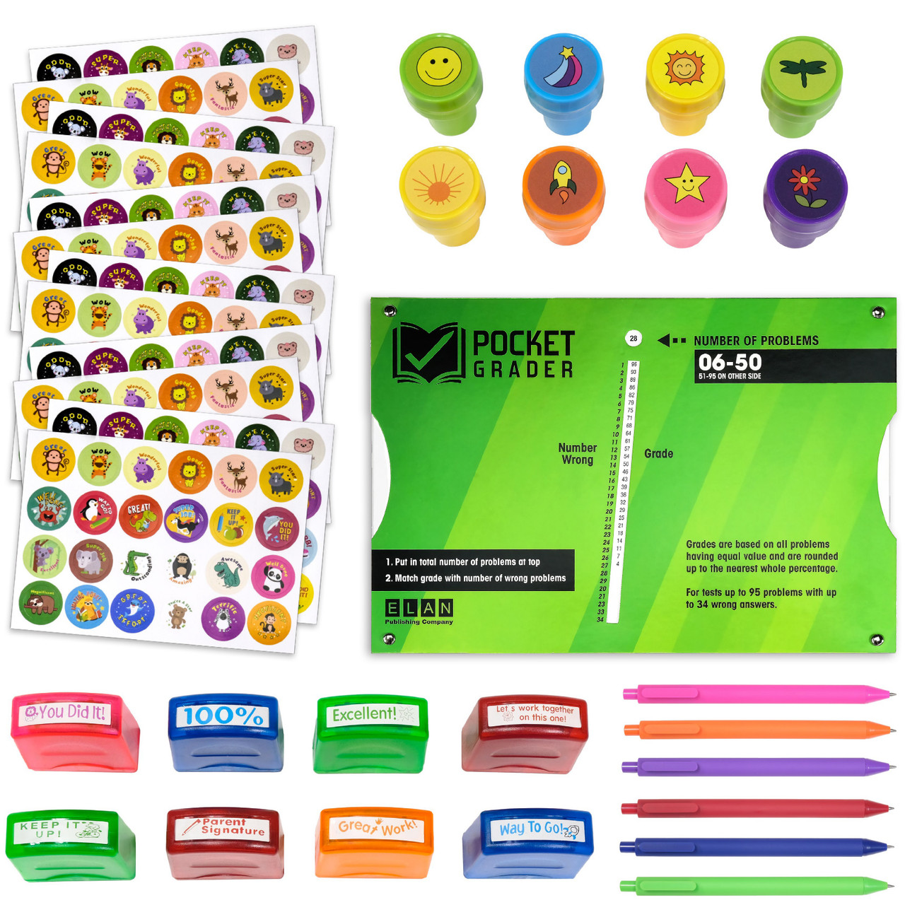 Teacher Grading Kit, Includes Stickers, Stamps, Pens, and Grading Tool ...