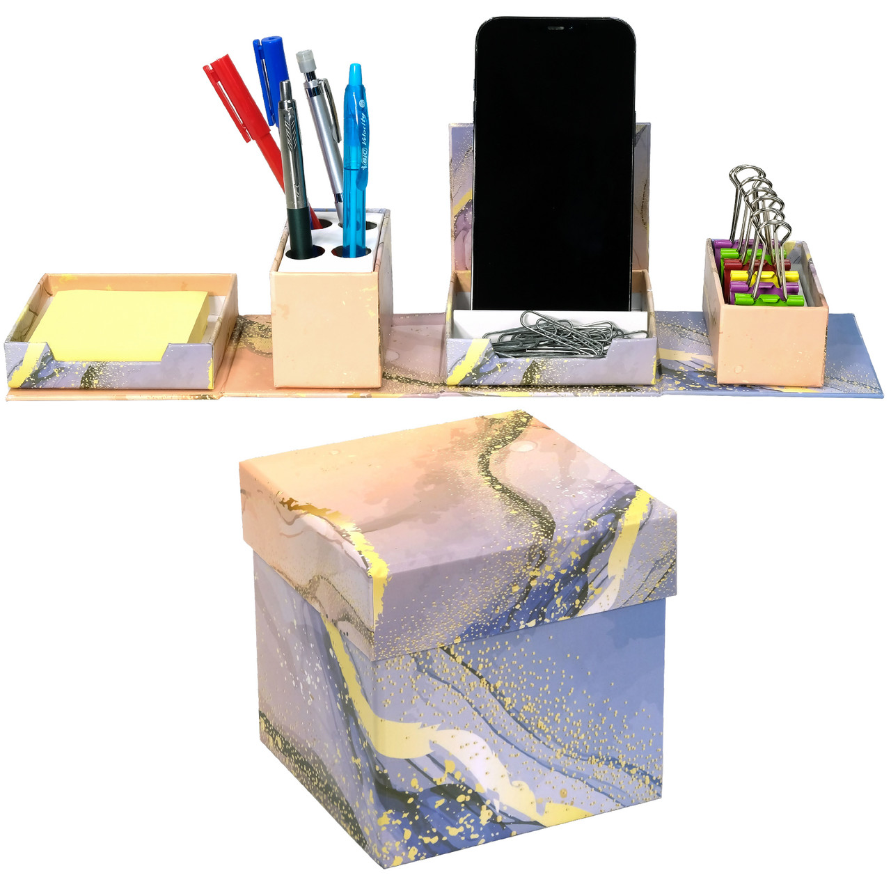 Folding Desk Organizer - Marble - Excello Global Brands