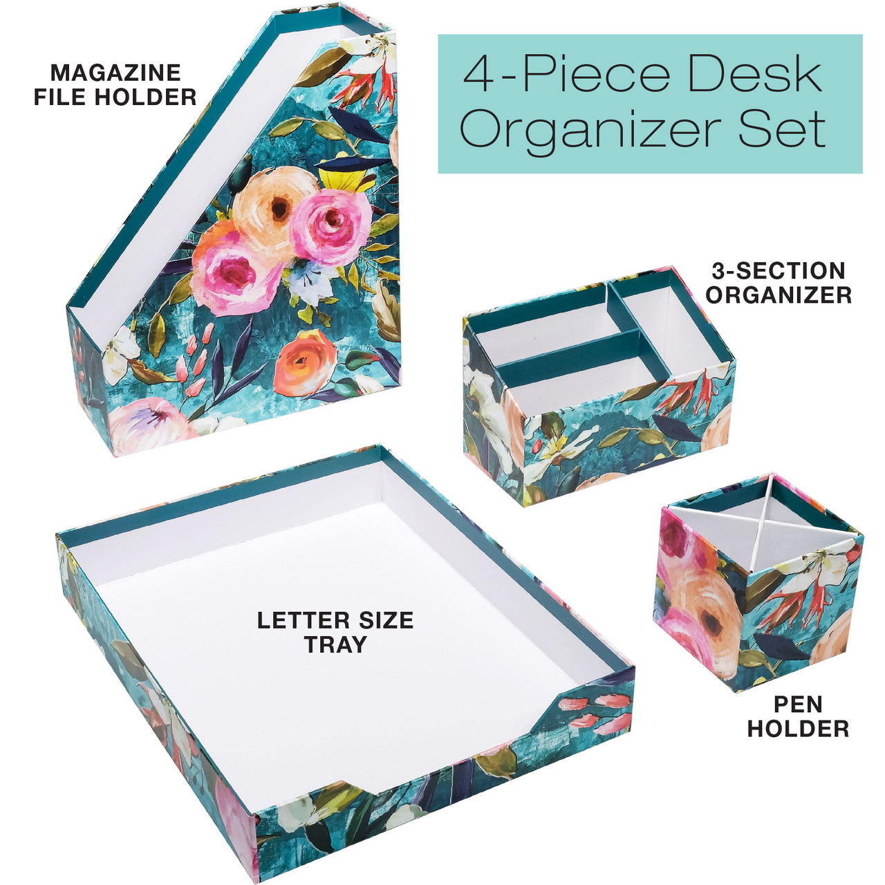Desk Organizer Set - Floral - Excello Global Brands
