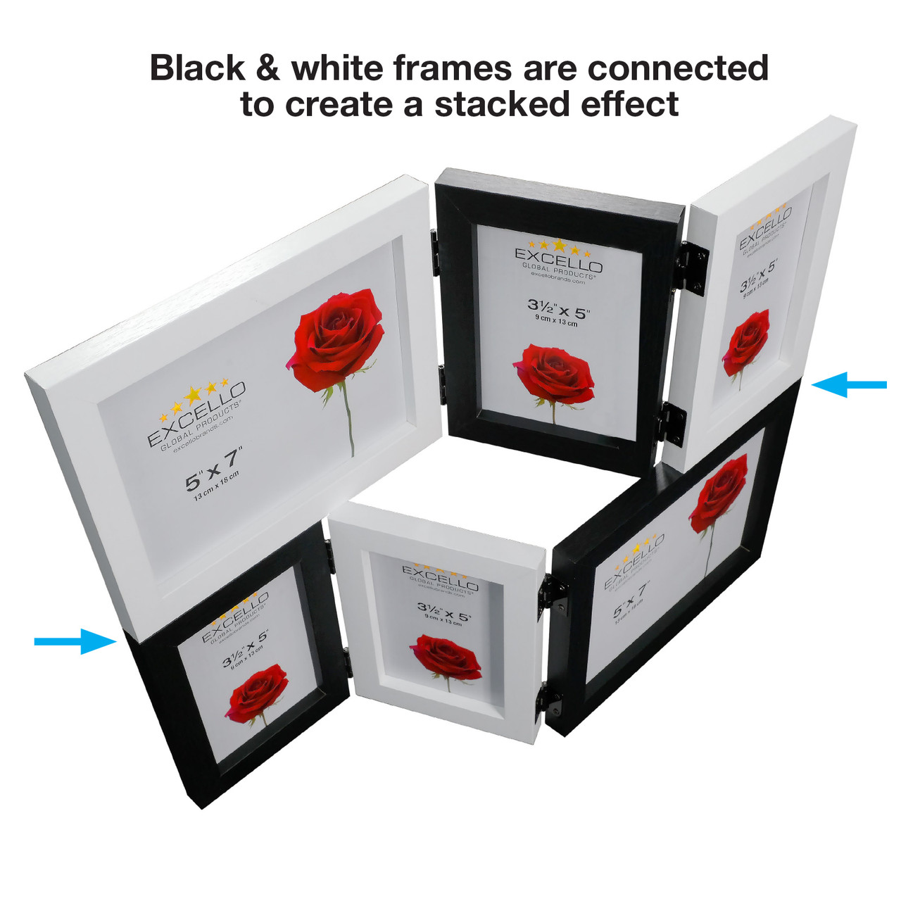 Folding Wooden Collage Photo Frame, Holds 3x5 and 5x7 Photos, Desk ...