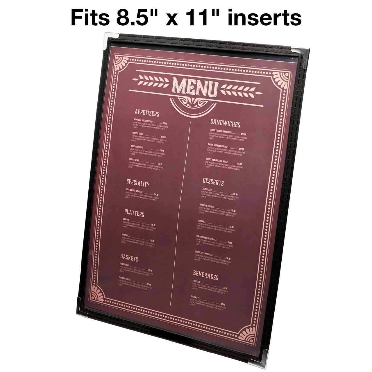 8.5"x11" 2 View Menu Cover (10-Pack) - Excello Global Brands