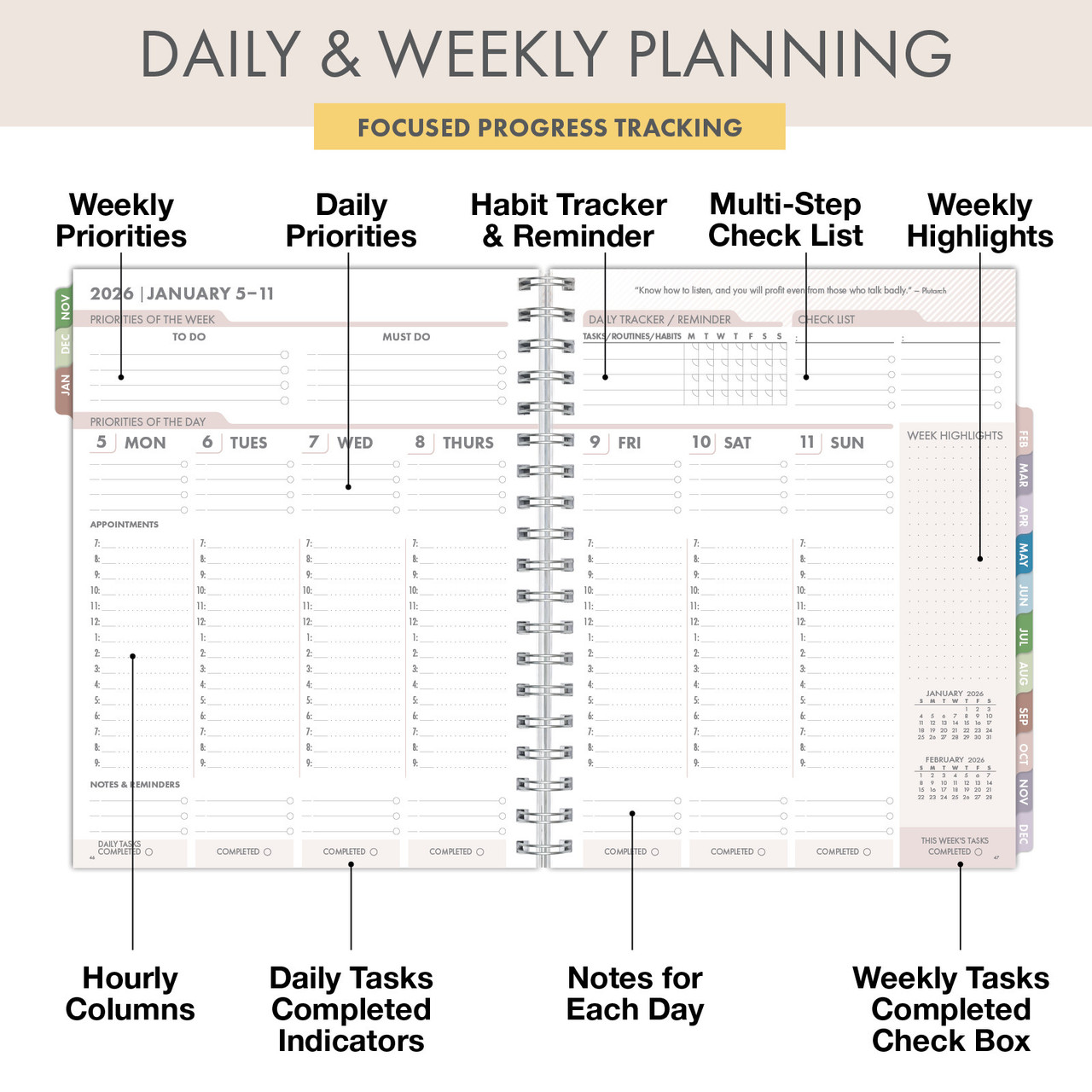 Global Printed Products Essential Pro Monthly & Weekly Planner 7" x 9 ...