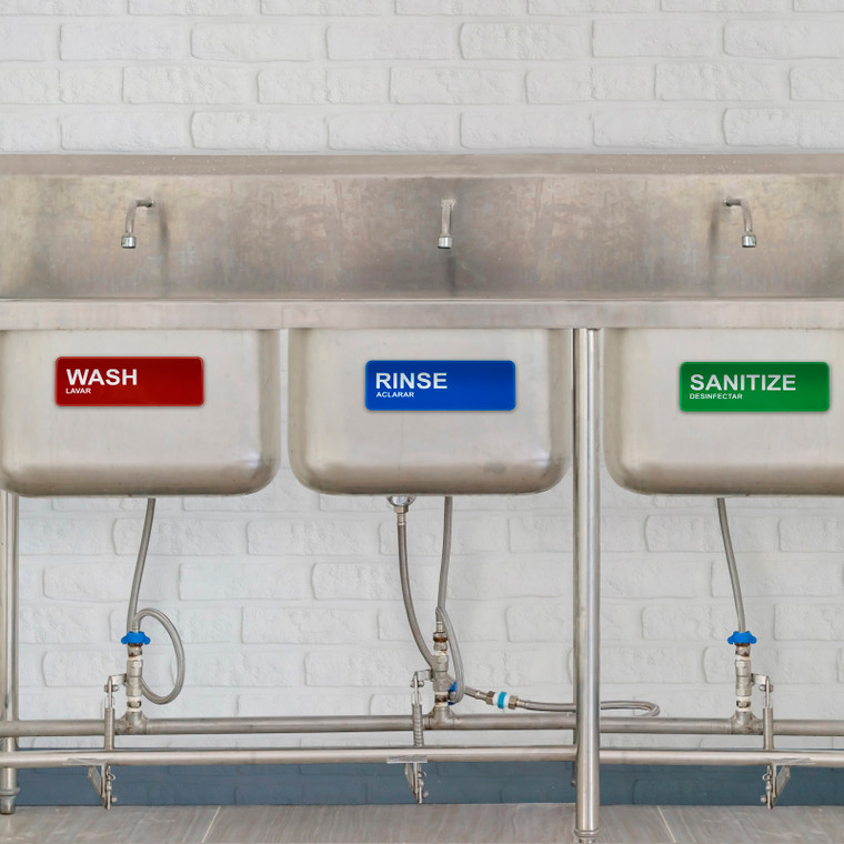 Excello Global Products Wash, Rinse, Sanitize Signs, 3/pk - Excello ...