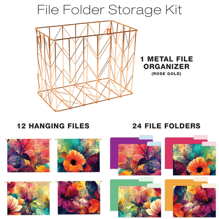 Deluxe Designer Hanging File Folder Kit, Includes Metal Hanging Basket ...
