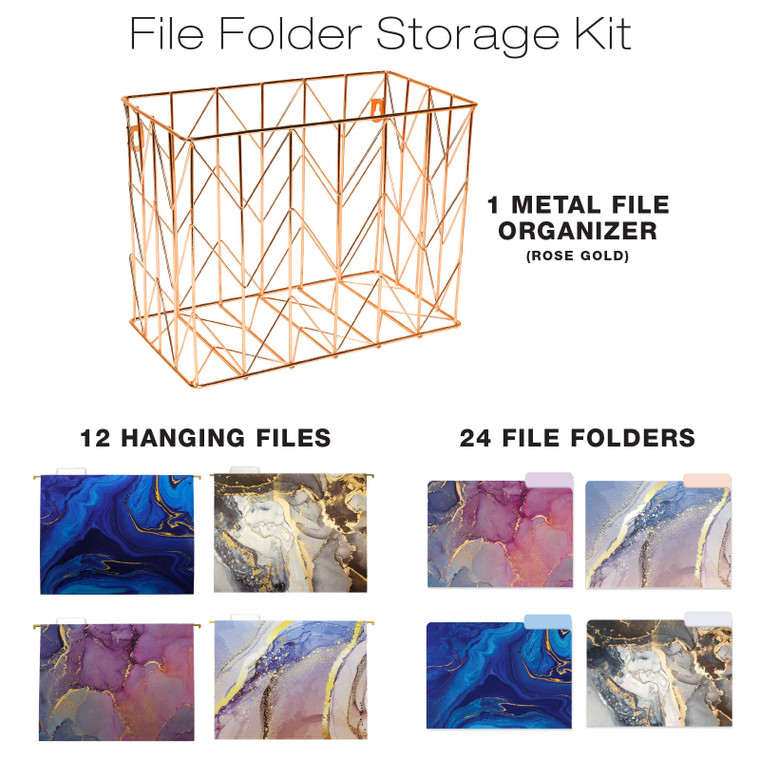 Deluxe Designer Hanging File Folder Kit, Includes Metal Hanging Basket ...