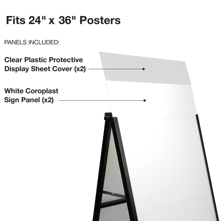 Metal A-Frame Sidewalk Sign, 24" x 36", Black - Excello Global Brands