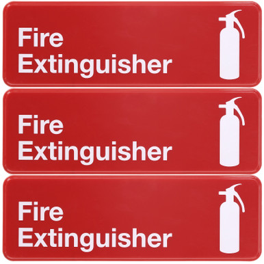 Fire Extinguisher 9x3" Red Plastic Business Signs, 3-Pack, Ready to ...