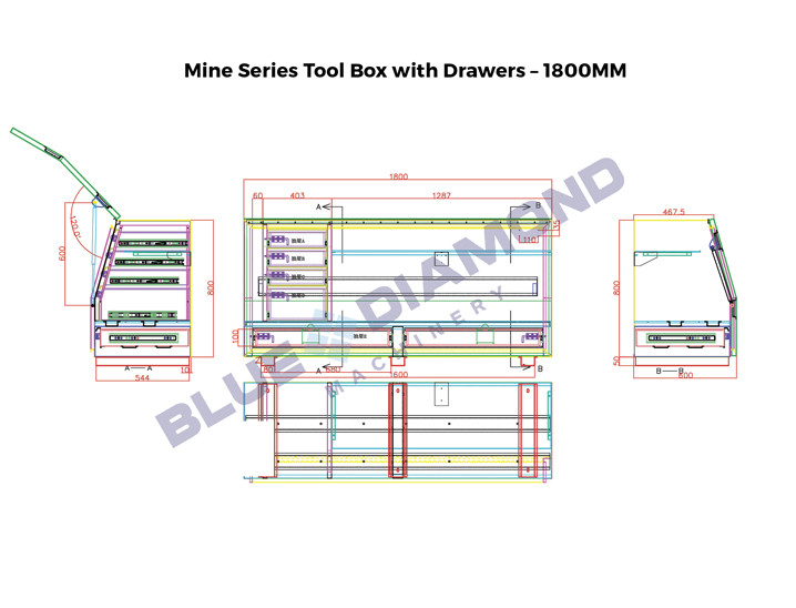 White Steel Tool Box Mine Series – W1800 | Blue Diamond Machinery