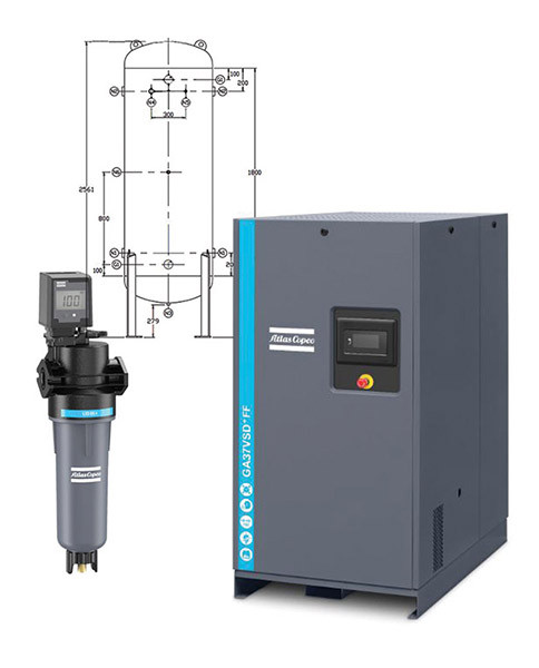 Atlas Copco GA37FF VSD Screw Compressor | Bluedm