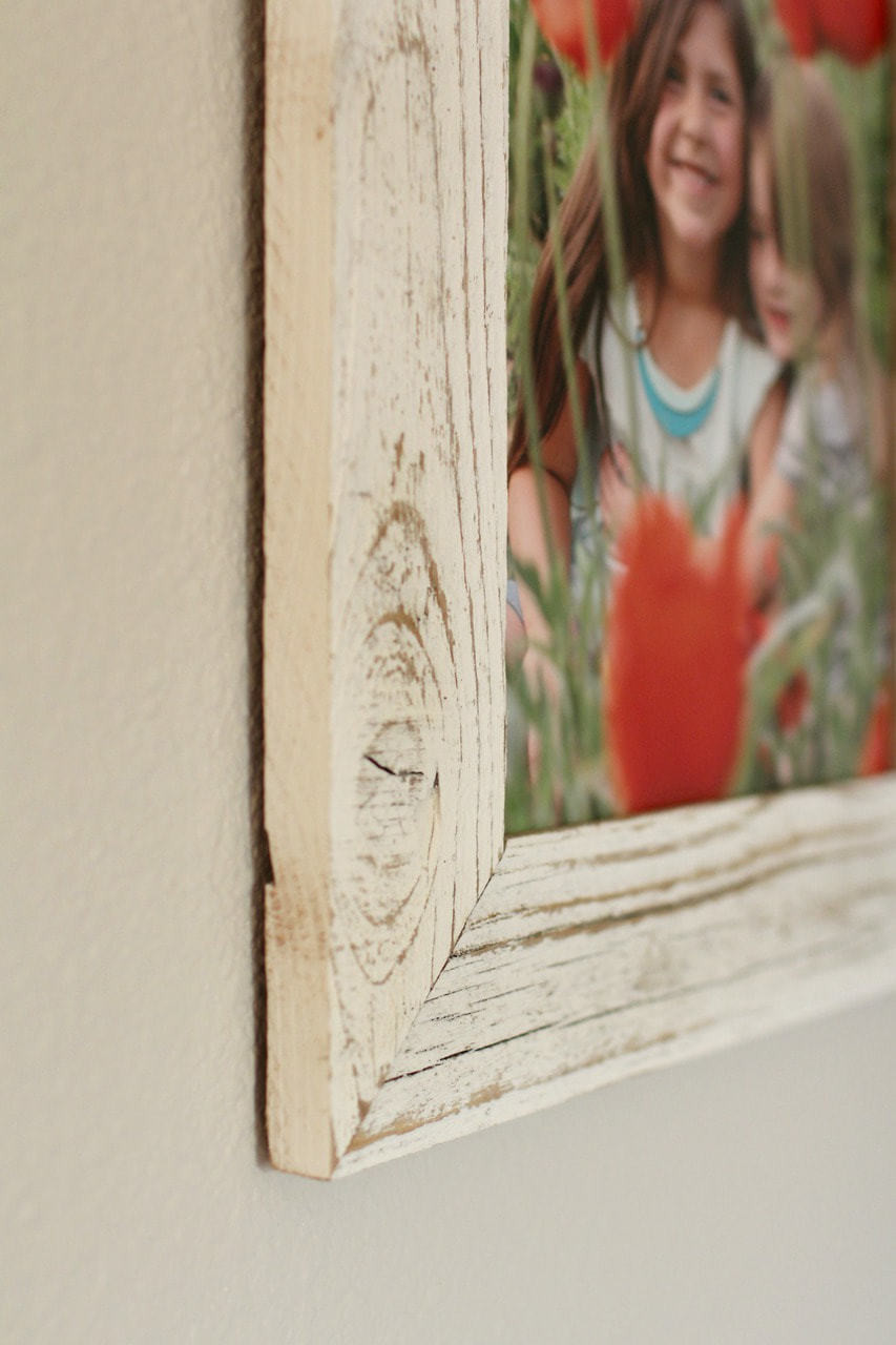 18x24 Antique White Barnwood Picture Frame | Whitewashed Reclaimed Wood